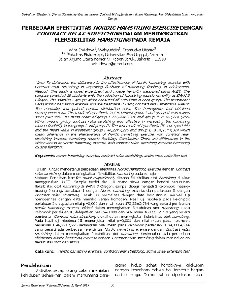 Nordic Hamstring Exercise Contract Relax Stretching Hamstring | PDF ...