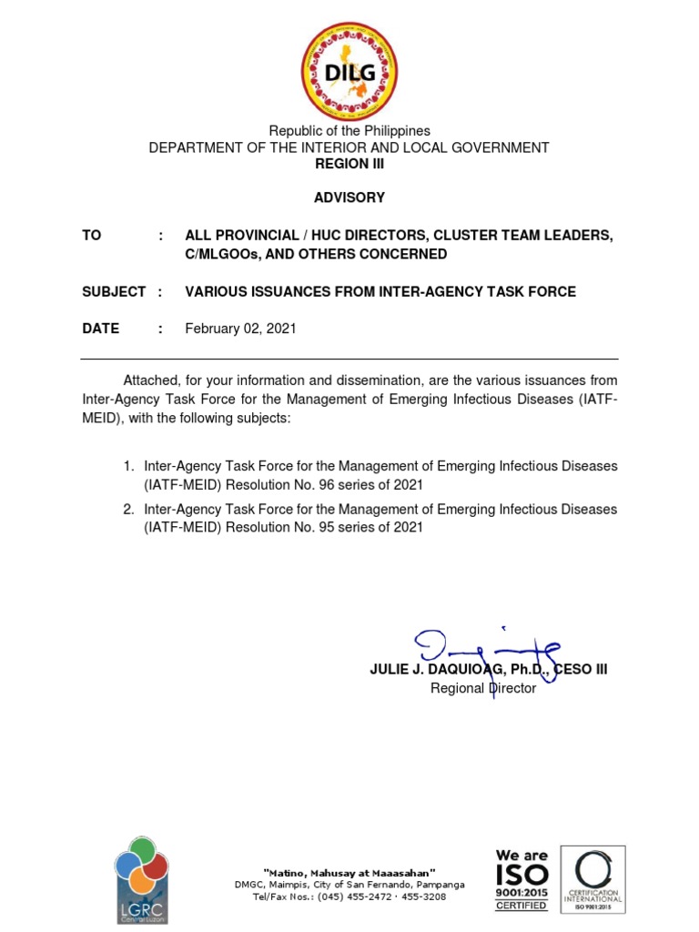 IATF Reso 95 and 96 | PDF