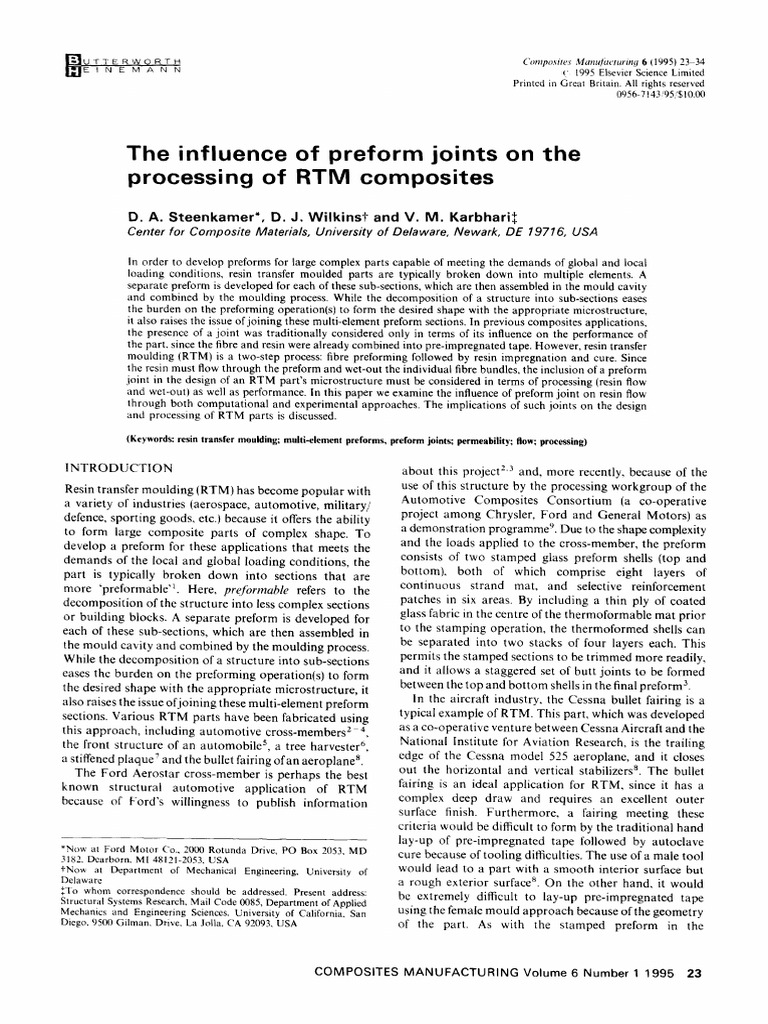 The Influence of Preform Joints On The Processing of RTM Composites ...
