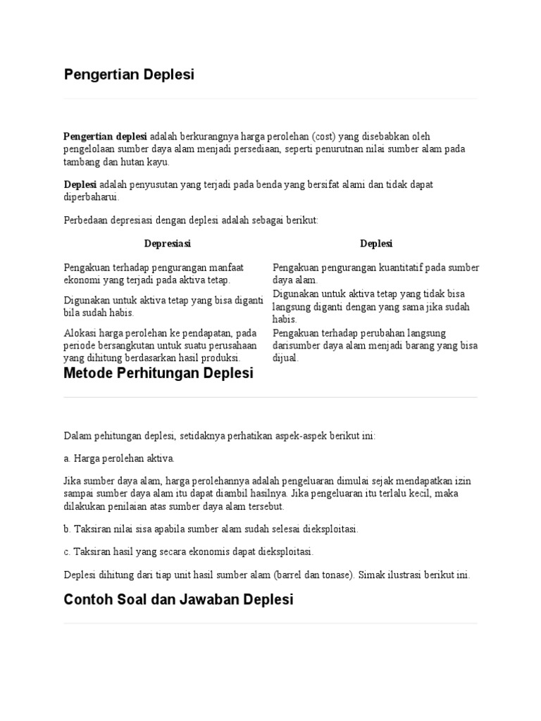 Pengertian dan Metode Deplesi Sumber Daya | PDF | Sains & Matematika