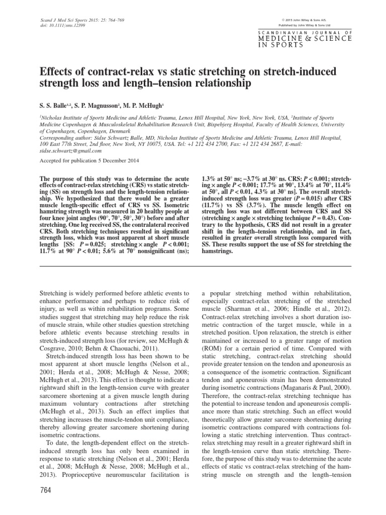 Effects of Contract-Relax Vs Static Stretching On Stretch-Induced ...