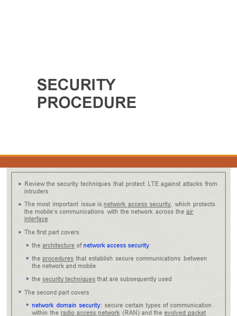 Security Procedures For LTE | PDF | Information Age | Computer Network
