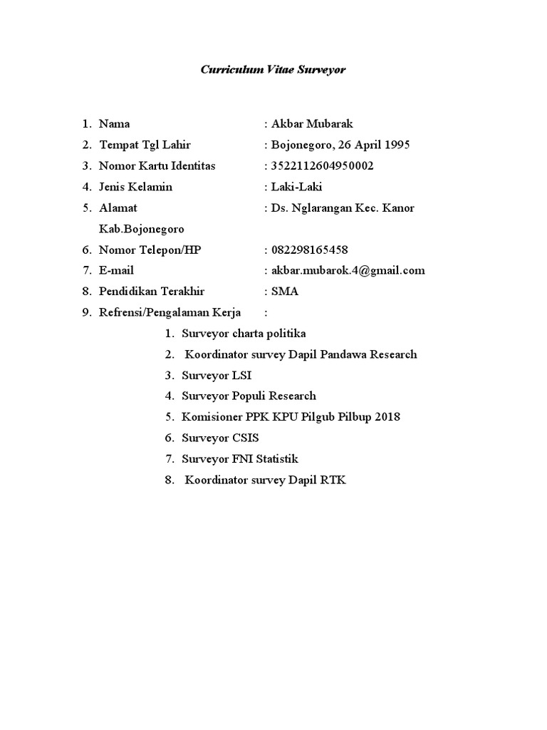 CV Akbar Mubarak - Surveyor Berpengalaman | PDF | Ilmu Sosial
