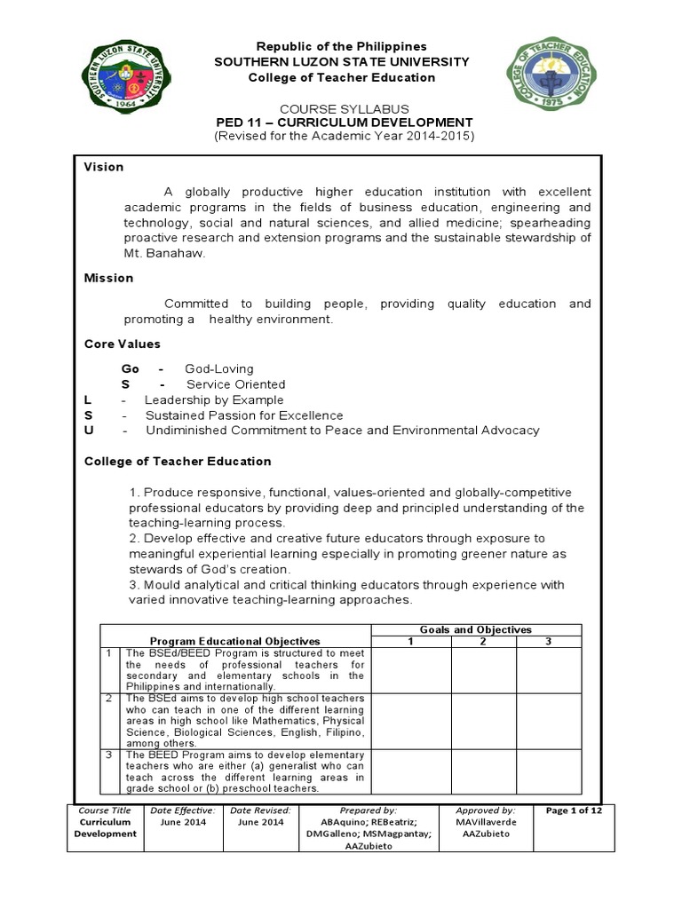 COURSE SYLLABUS OBE Curriculum | PDF | Curriculum | Educational Assessment