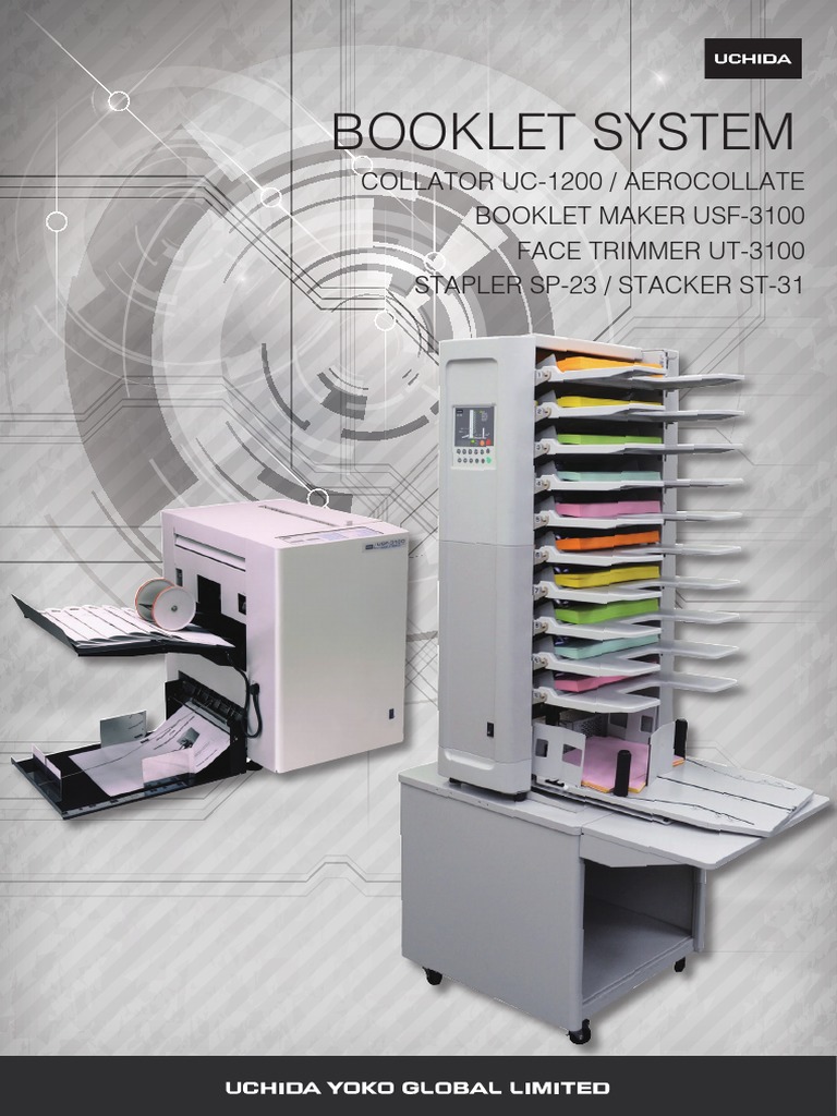 BOOKLET MAKING SYSTEM COLLATOR AND TRIMMER | PDF | Paper | Equipment