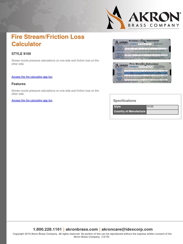 Fire Stream Friction Loss Calculator | PDF