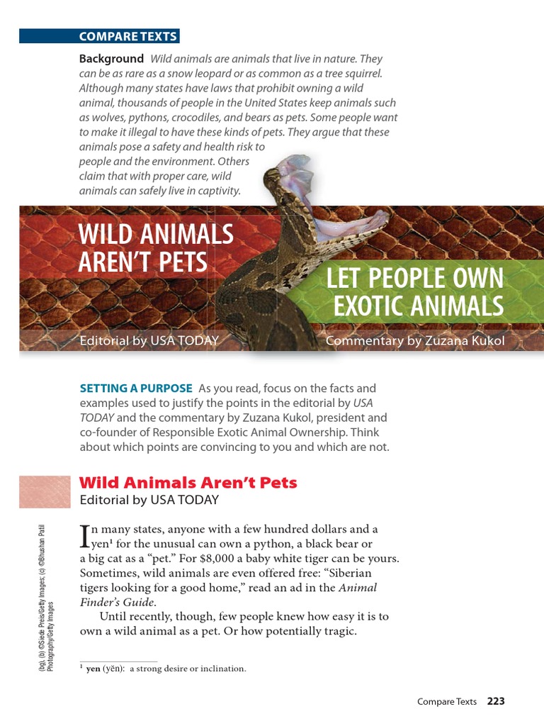Wild Animals Aren'T Pets Let People Own Exotic Animals | PDF | Argument ...