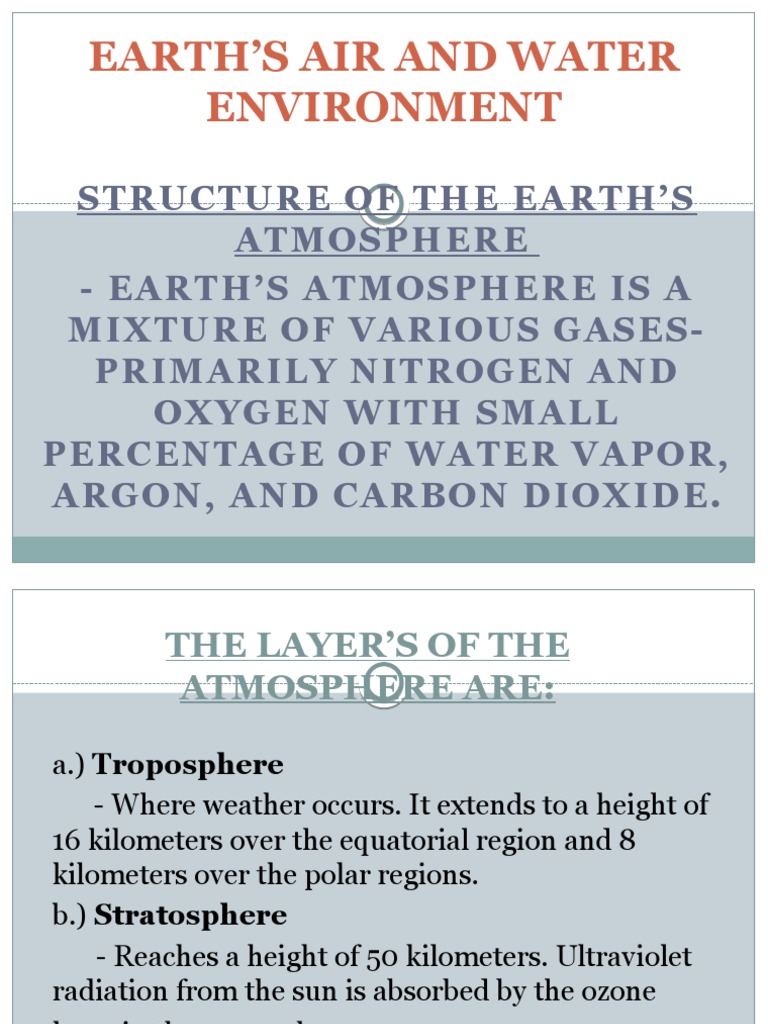 Earth's Air and Water Environment | PDF | Atmosphere Of Earth | Atmosphere