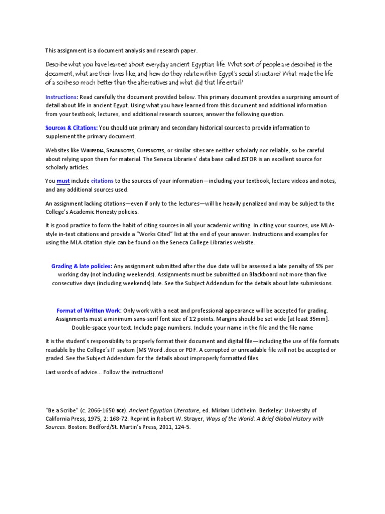 Life of a Scribe in Ancient Egypt | PDF | Citation | Lecture