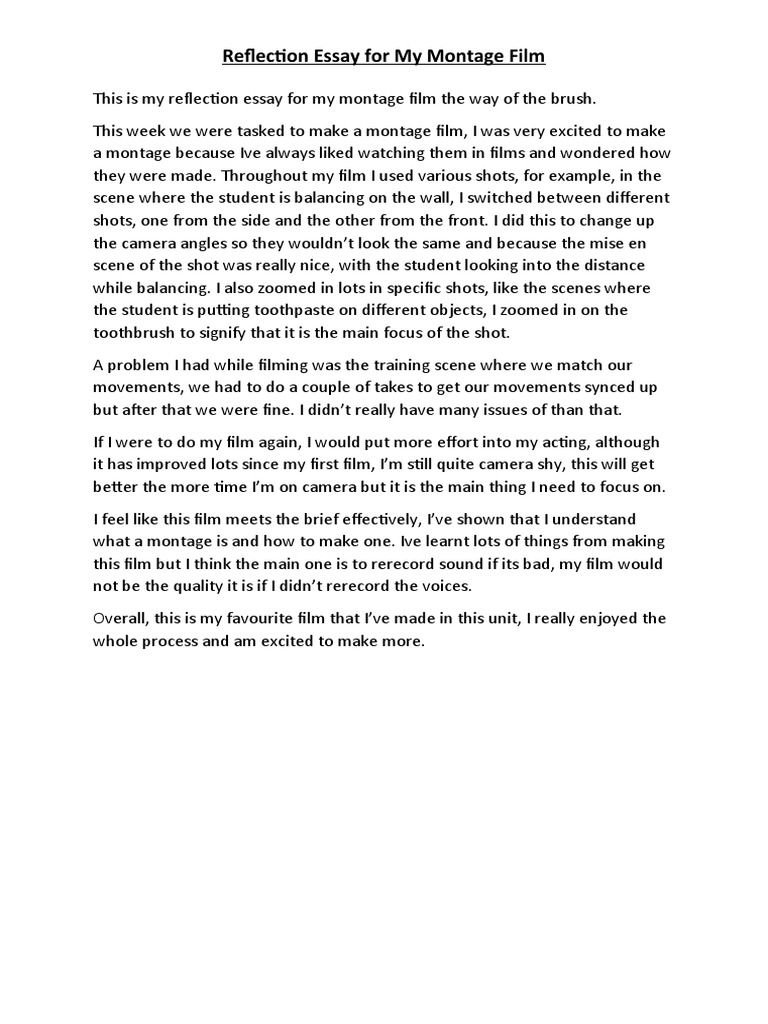 Reflection Essay For Montage | PDF