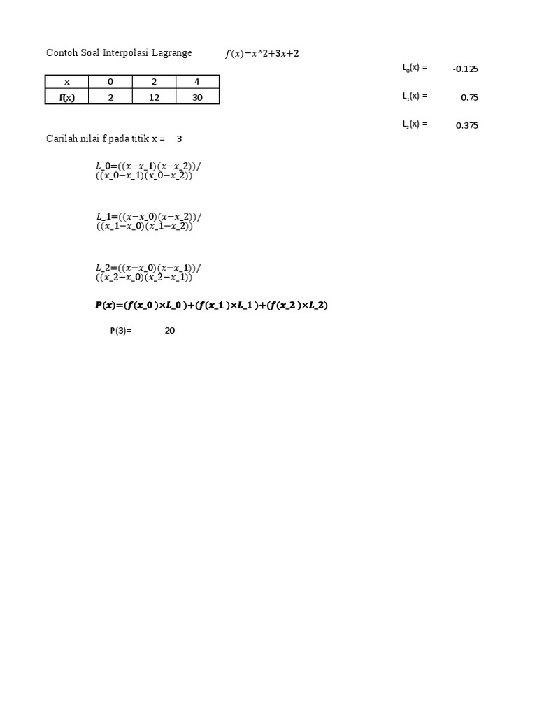Contoh Soal Interpolasi Lagrange | PDF