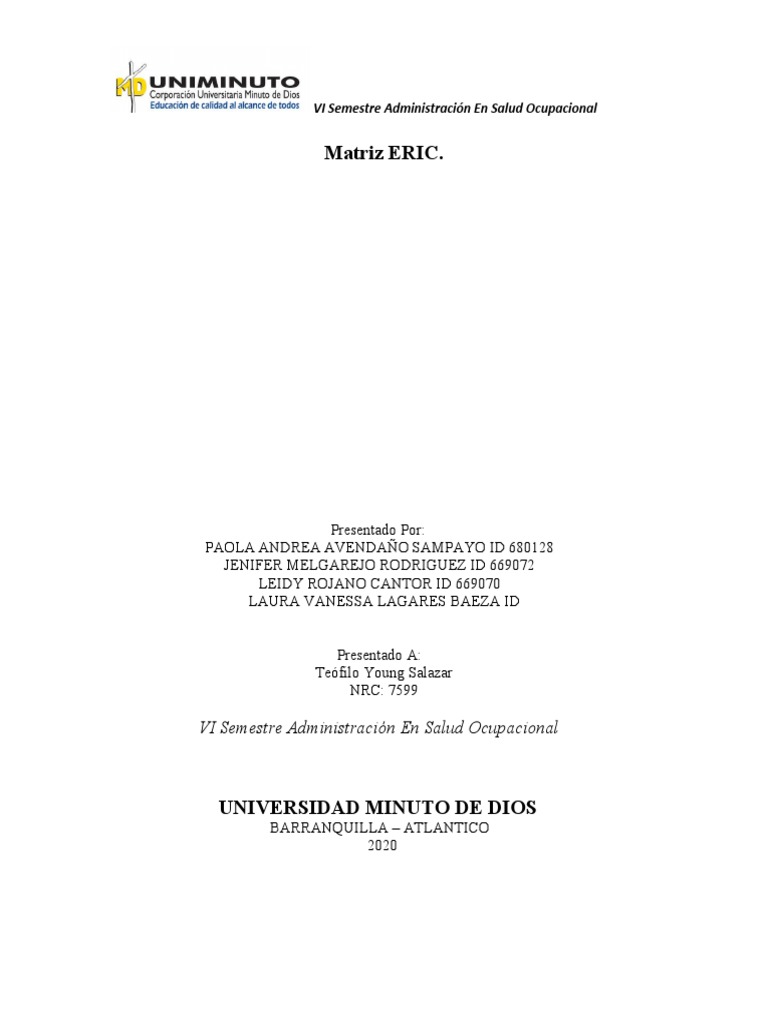 Matriz ERIC | PDF | Empresas | Iniciativa empresarial