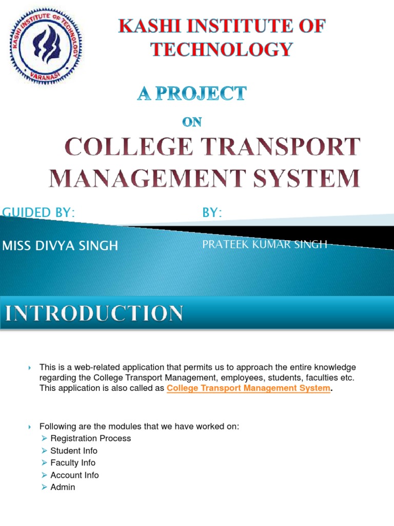 College Transport Management System | PDF | User (Computing) | Databases