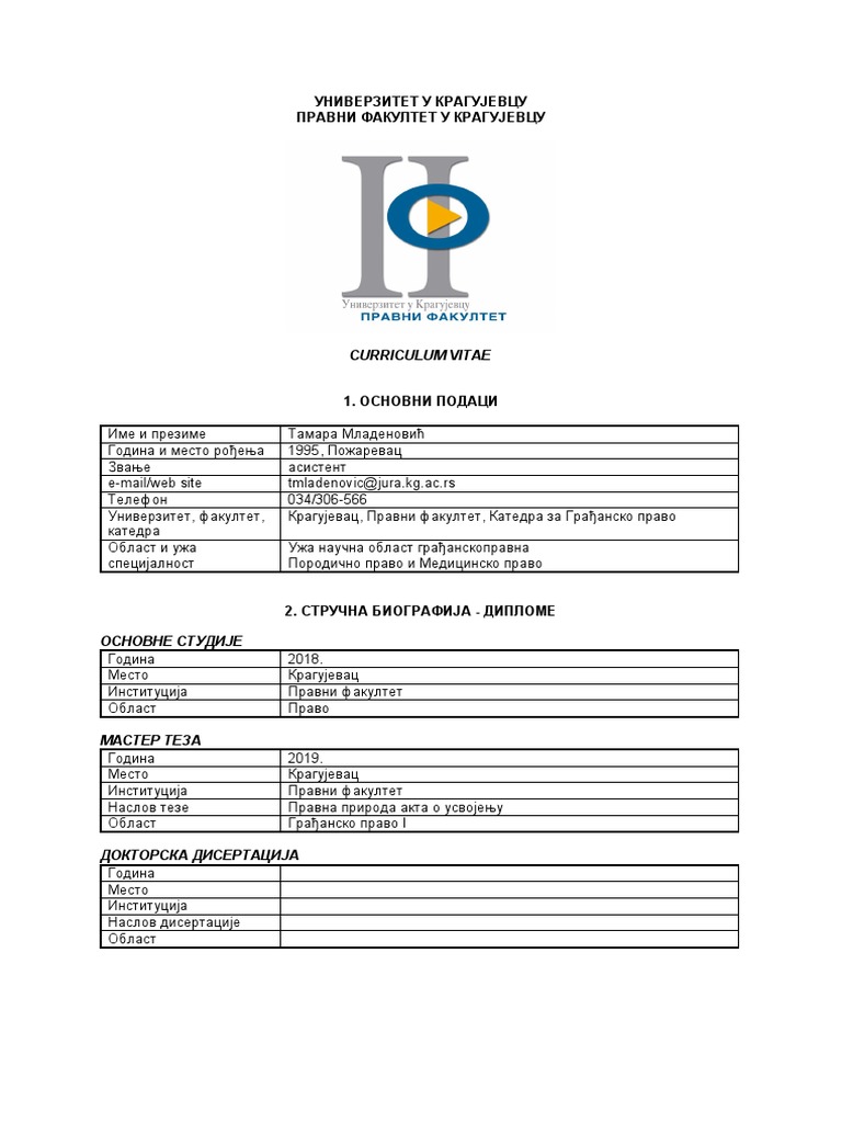 CV 2020 Tamara Mladenovic | PDF