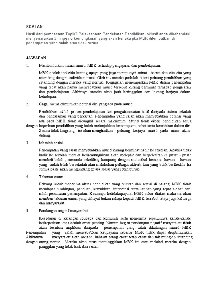 Dampak Penempatan Salah MBK | PDF