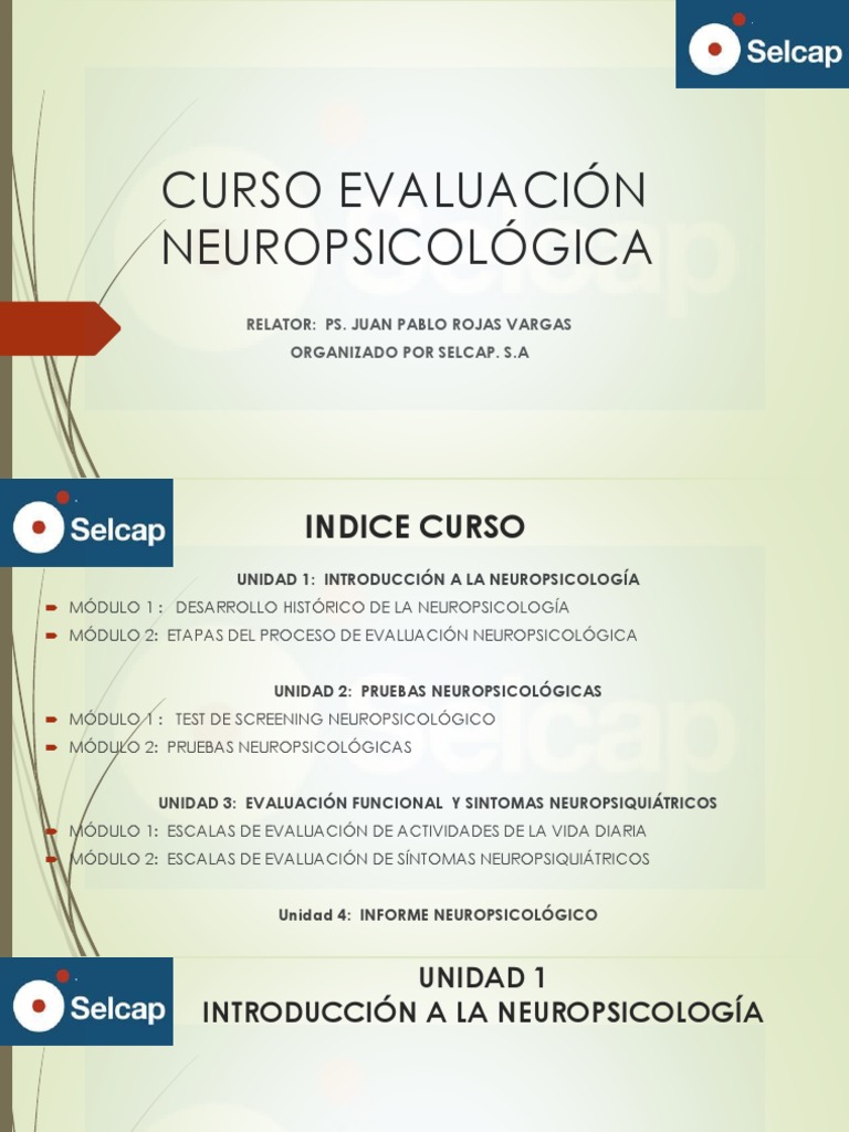 Curso Evaluación Neuropsicológica Selcap Alumnos - Unlocked | PDF | Neuropsicología | Atención