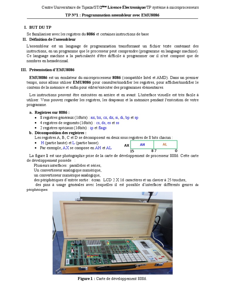 TP 1 - Programmation Assembleur Avec EMU8086 | PDF | Assembleur | Programme informatique