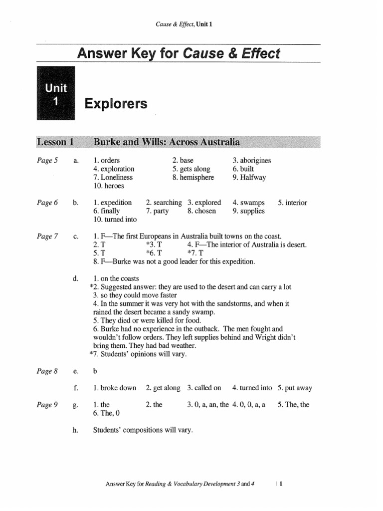 Cause and Effect Unit 1 Answer | PDF