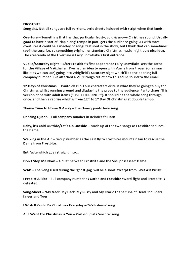 FROSTBITE Song List | PDF | Art