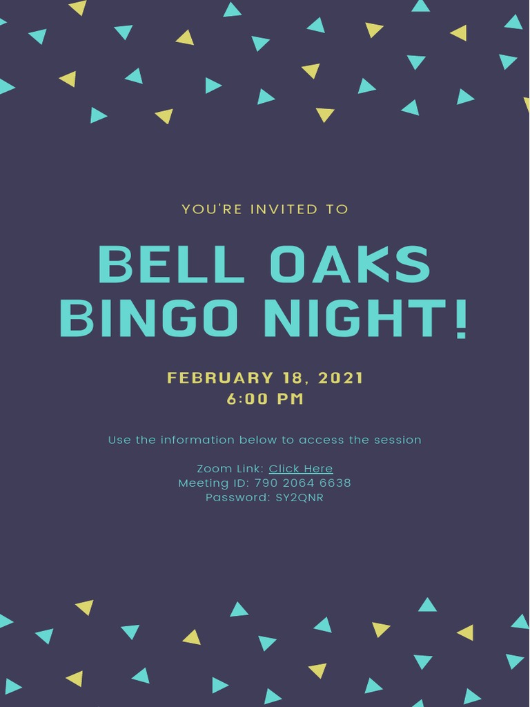 Bell Oaks VIRTUAL Bingo Night! | PDF | Games & Activities