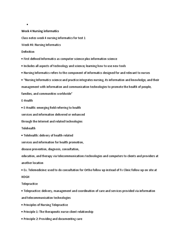 Week 4 Nursing Informatics | PDF | Health Informatics | Nursing