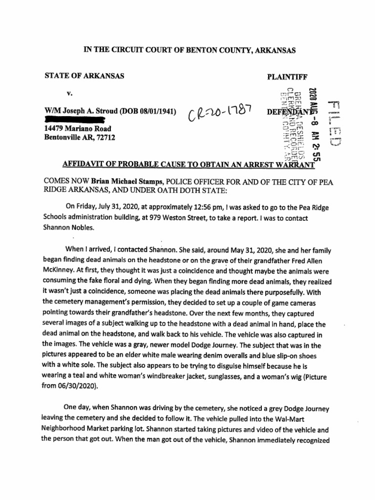 Affidavit Against Joseph Stroud | PDF