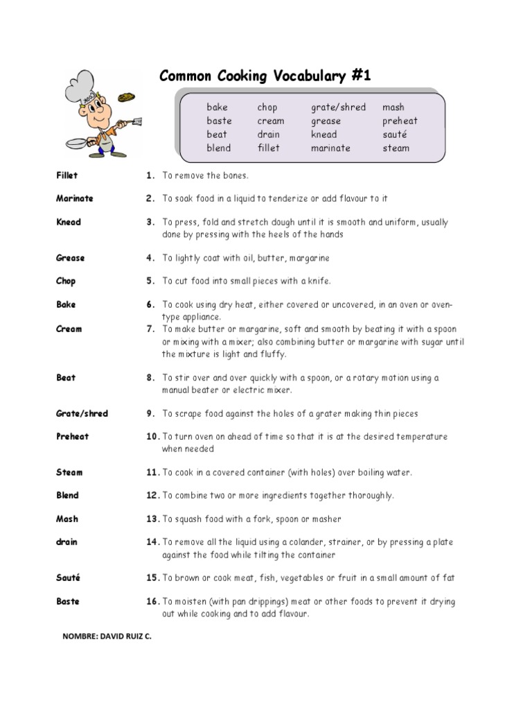 VOCABULARY 2 Common-Cooking-Vocabulary | PDF