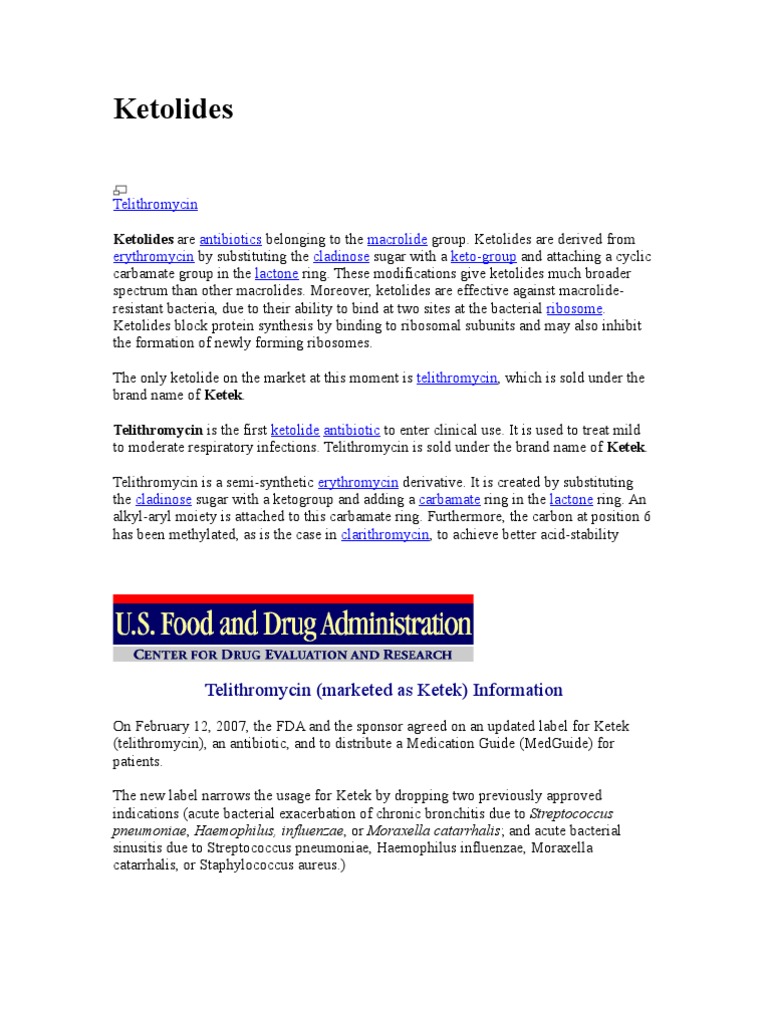 Ketolides | PDF | Drugs | Clinical Medicine