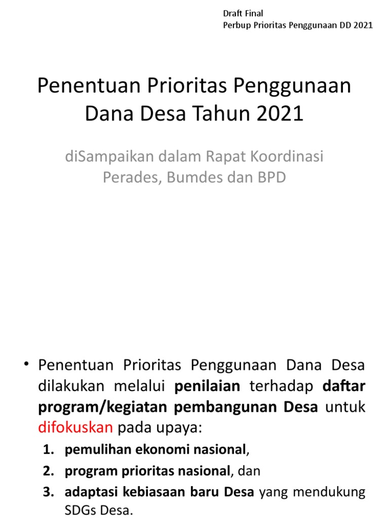 Penentuan Prioritas Penggunaan DD | PDF