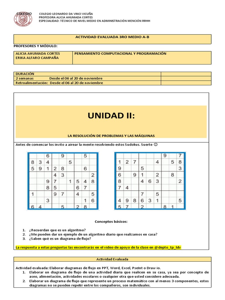 Actividad Evaluada 2 Unidad 2 Diagrama de Flujo | PDF | Algoritmos | Gramática