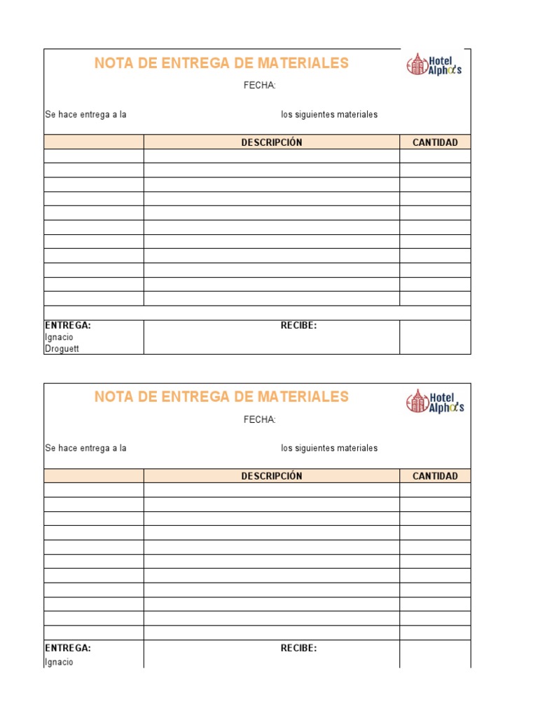 Entrega Materiales Excel | PDF