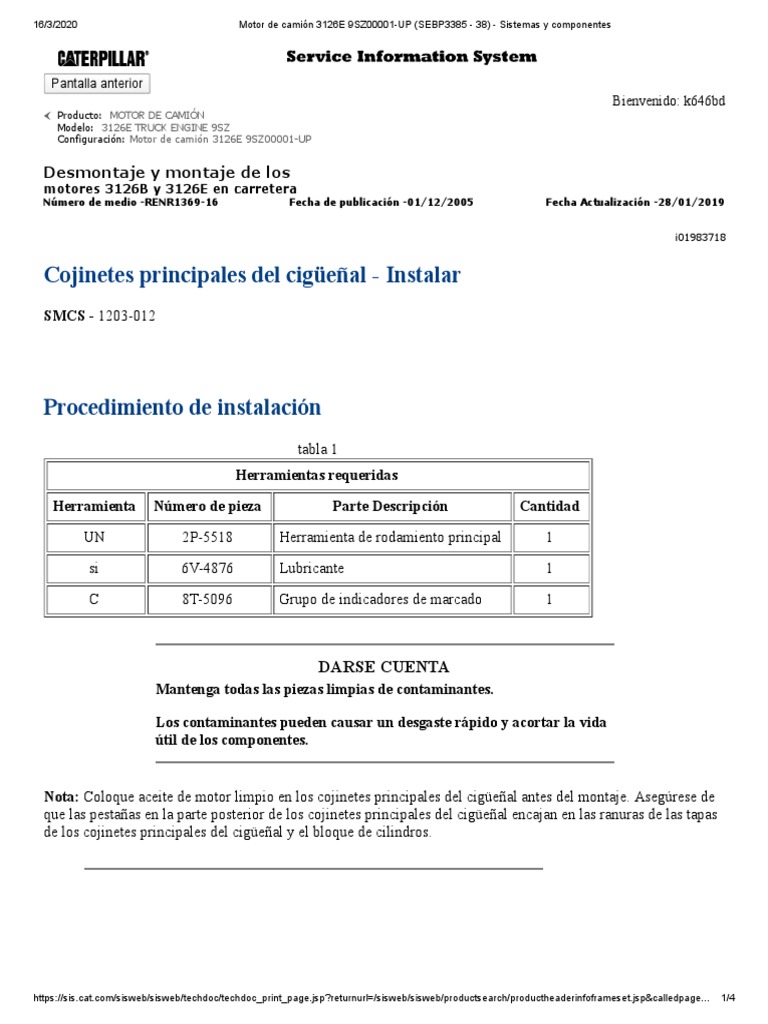 Torque de Bancada | PDF | Aceite de motor | Rodamiento (Mecánico)
