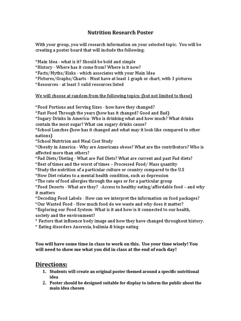 Nutrition Research Poster 2020 | PDF | Foods | Dieting