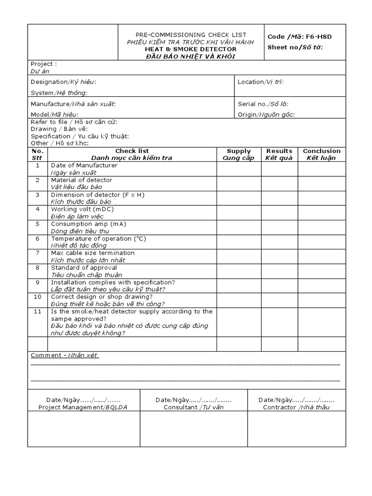 Pre-Heat detector-FPE Checklist | PDF