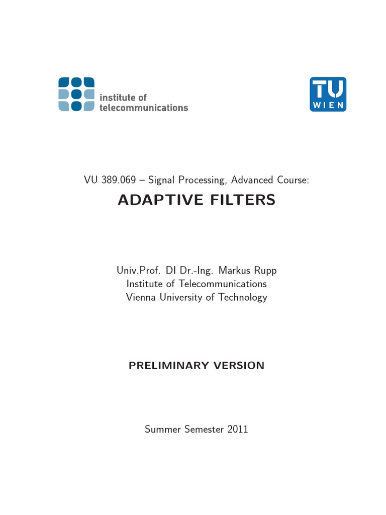 Adaptive Filters | PDF | Matrix (Mathematics) | Artificial Neural Network