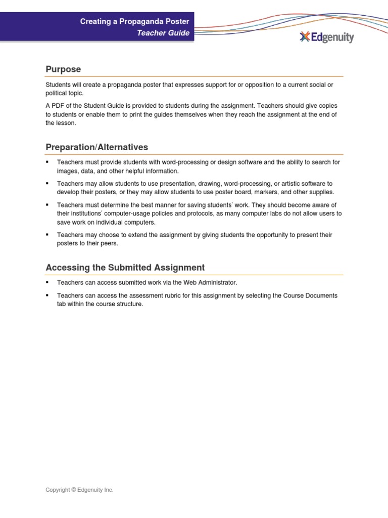 Project - Propaganda Poster - Teacher Guide | PDF