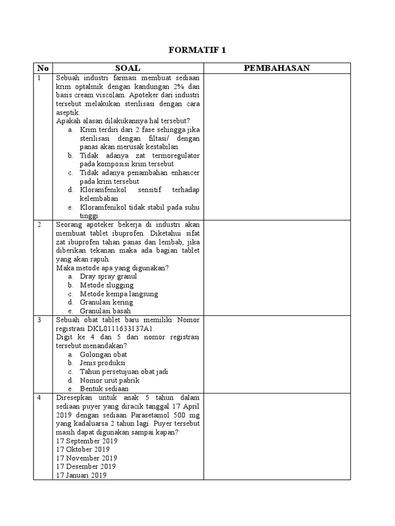 Soal Obat Obat Ukai Batch 6 Revisi | PDF