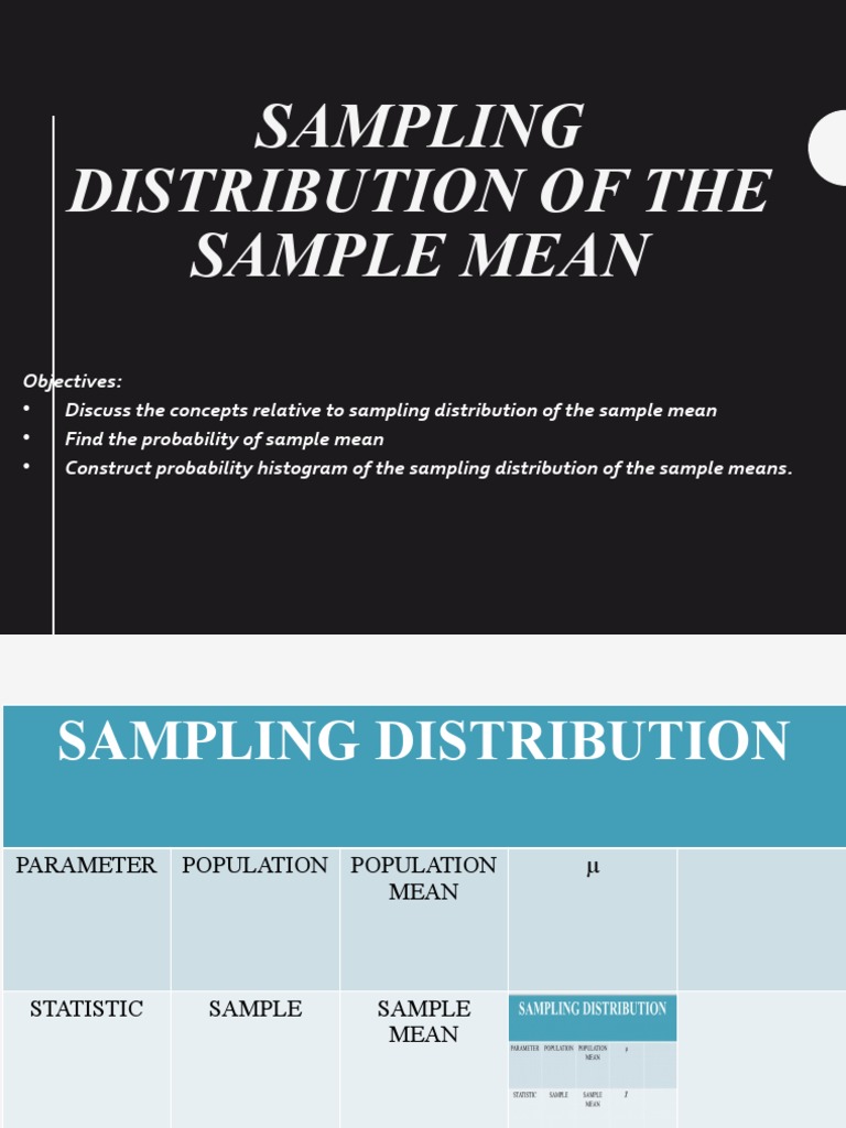 Sampling Distribution of The Sample Mean | PDF | Mean | Variance