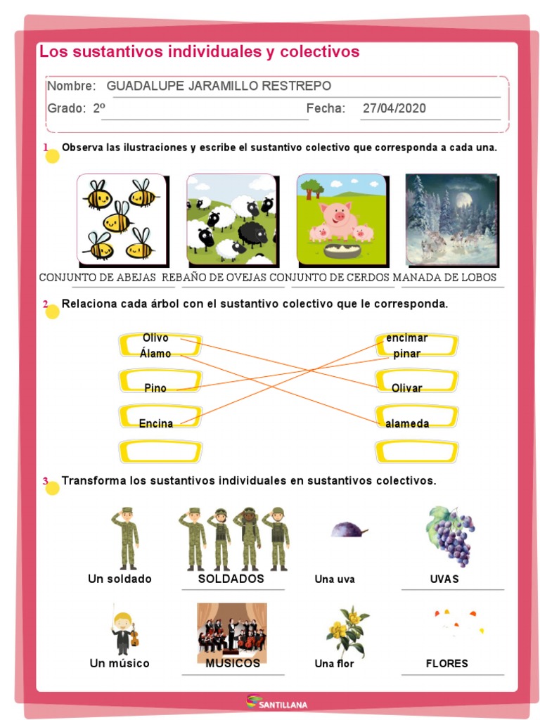 Reconocimiento de sustantivos individuales y colectivos | PDF