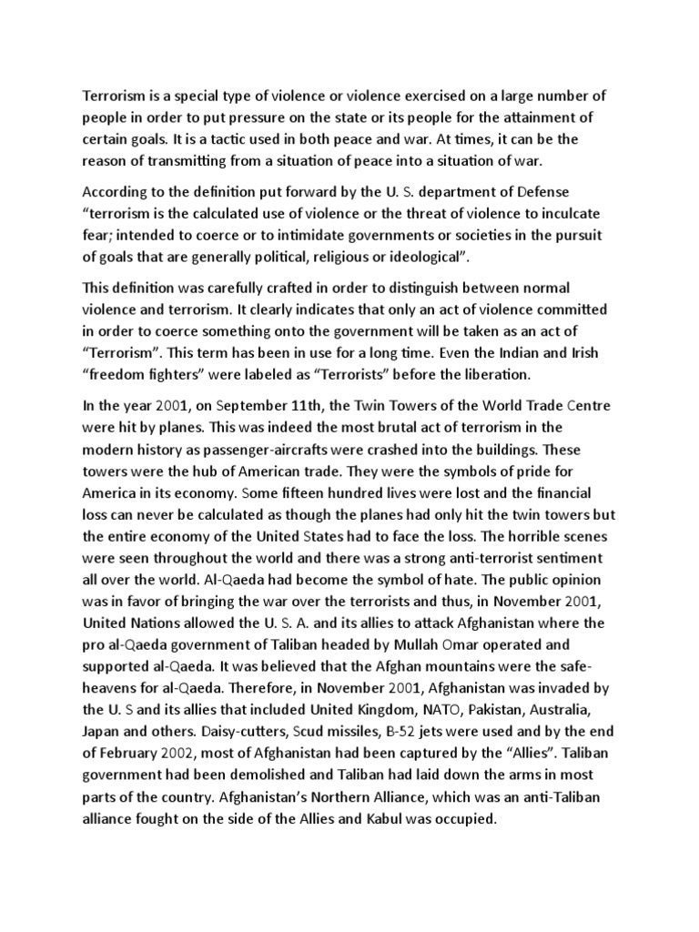 Understanding Terrorism and Its Impact | PDF | Taliban | Federally ...