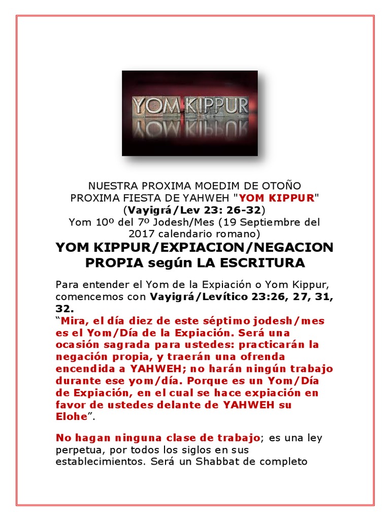 Moedim De Yom Kippur Pdf Satán Pecado
