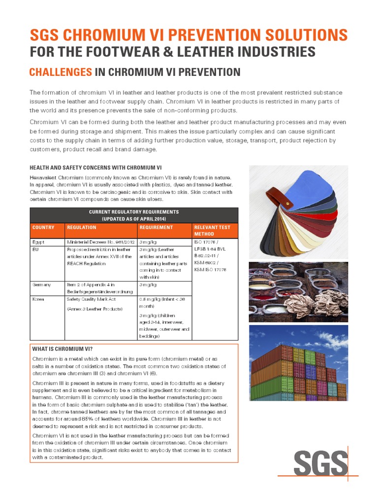Chromium VI prevention solutions for footwear & leather industries ...