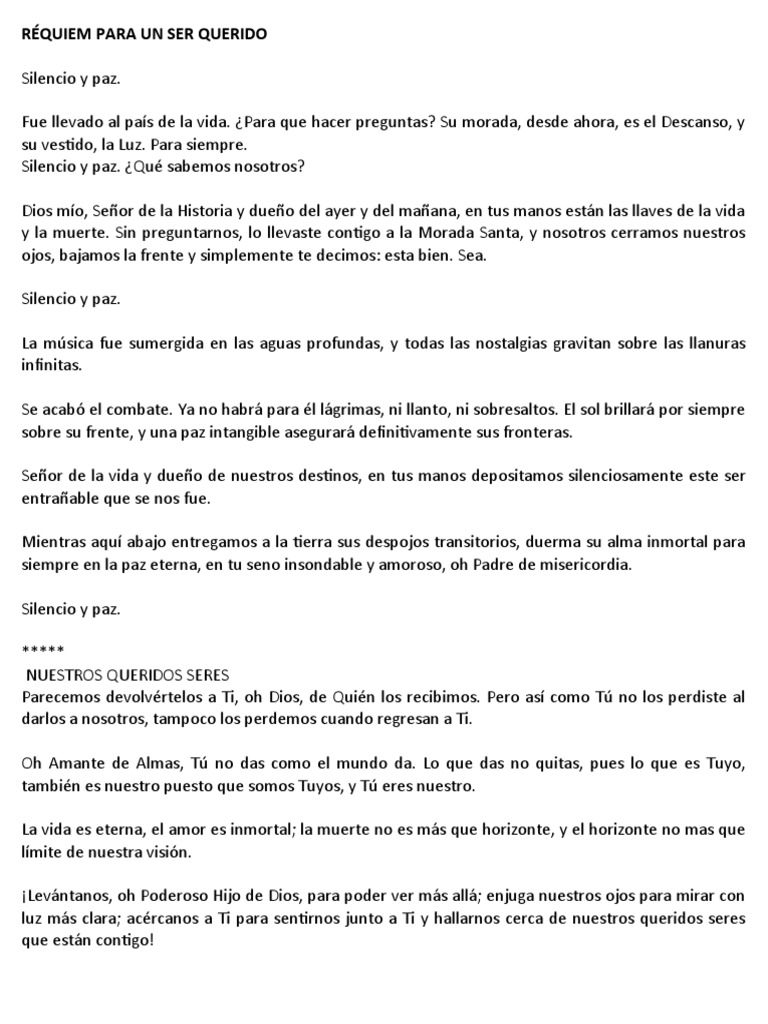 Réquiem para Un Ser Querido | PDF | Oración | Jesús