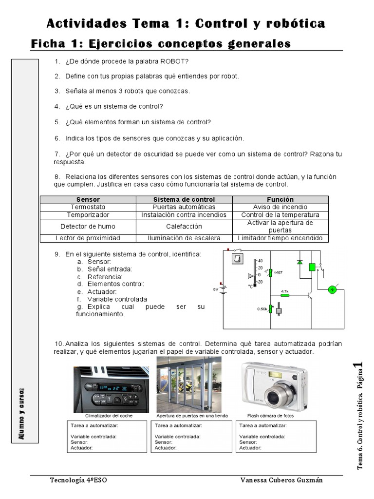 1 Actividades Tema 1 - Control y Robótica | PDF | Robot | Robótica