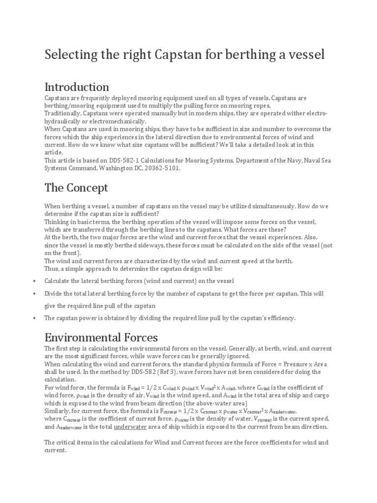 Capstan Selection For My Vessel | PDF | Ships | Force