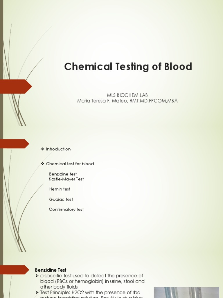 Blood Chemical Testing Methods | PDF