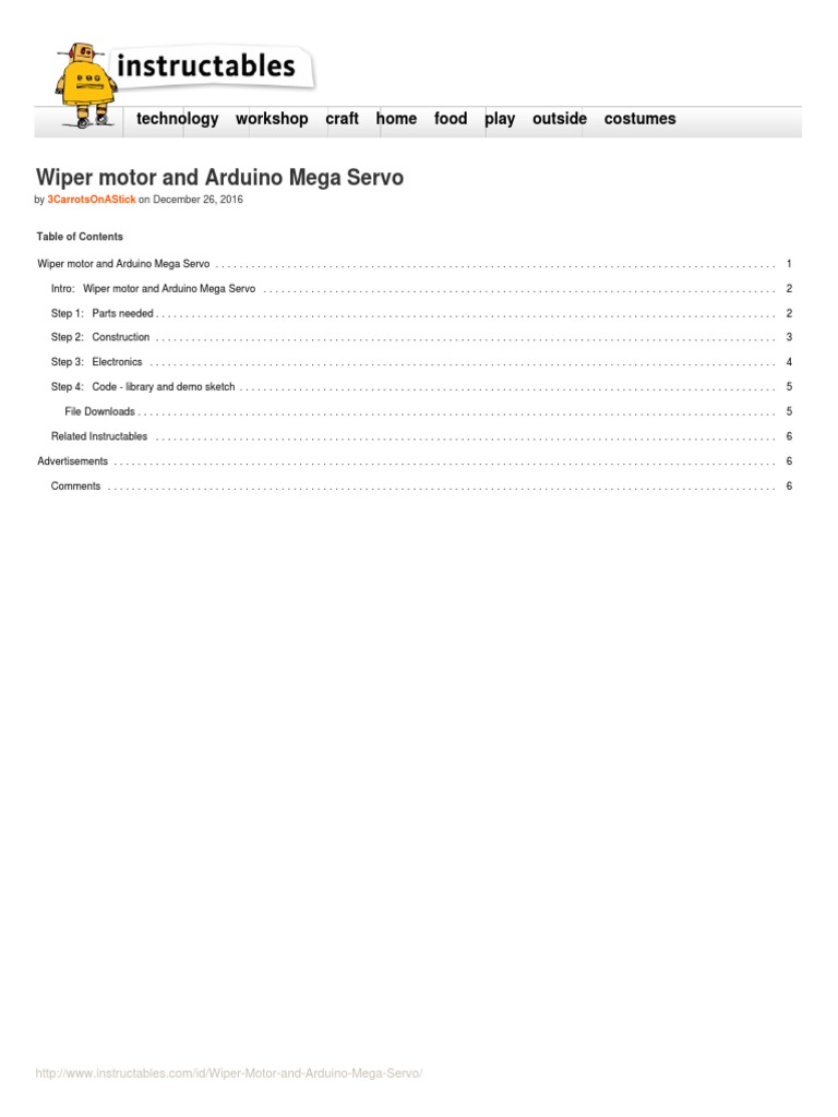 Wiper Motor and Arduino Mega Servo | PDF | Servomechanism | Arduino