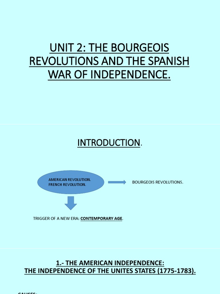 Unit 2 Bourgeois Revolutions and Spanish Independence War | PDF | First ...
