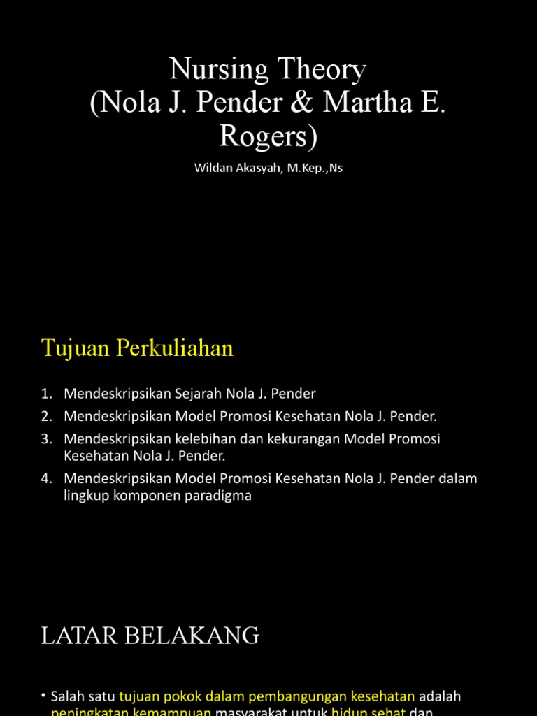 Nursing Theory Nola J Pender | PDF