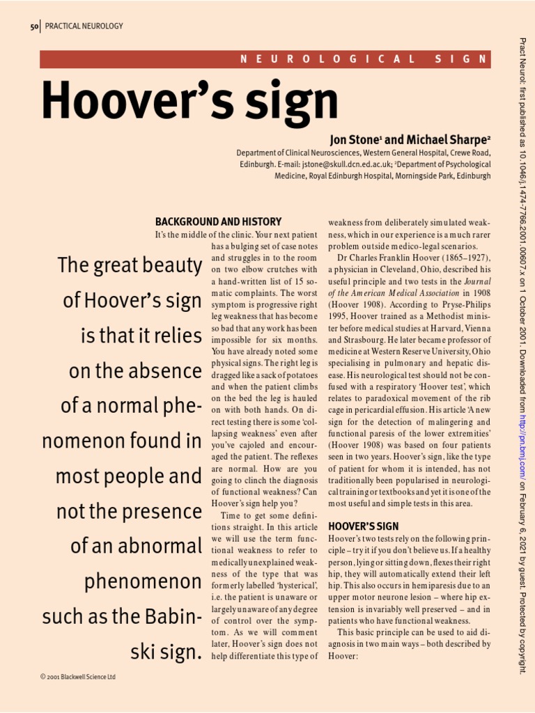 Hoover's Sign | PDF | Neurology | Medicine